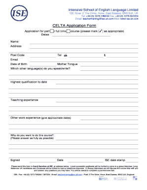 Fillable Online CELTA Application Form - ISE Fax Email Print - pdfFiller