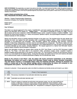 Fillable Online Pre-Authorization Request SCS Trial - Boston Scientific ...