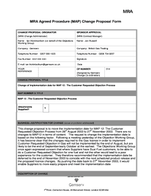 Fillable Online MRA Agreed Procedure MAP Change Proposal Form Fax Email ...