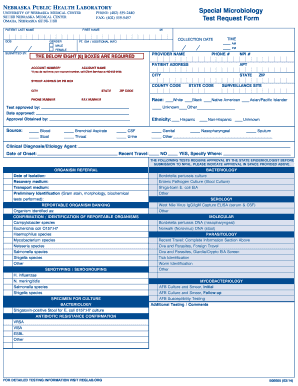 Fillable Online nphl EBRASKA PUBLIC HEALTH LABORATORY Special ...