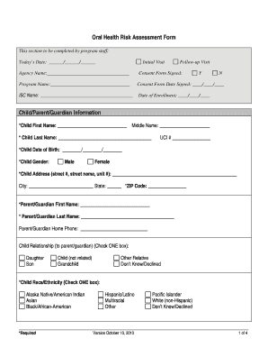 Fillable Online frcn Oral Health Risk Assessment Form - frcnorg Fax ...