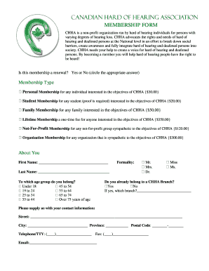 Fillable Online CHHA Membership Form New Fax Email Print - pdfFiller