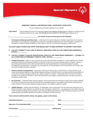 Fillable Online somt EMERGENCY MEDICAL CARE REFUSAL FORM PARTICIPANT ...