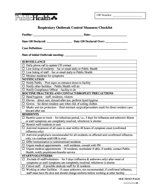 Fillable Online kflapublichealth Respiratory Outbreak Control Measures ...