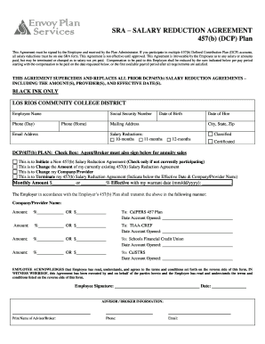 Fillable Online SRA SALARY REDUCTION AGREEMENT 457b DCP Plan Fax Email ...
