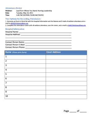 Fillable Online Attendance Roster - CommPartners Fax Email Print ...