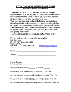 Fillable Online KITTY CAT KEEP MEMBERSHIP FORM - homecogecoca Fax Email ...