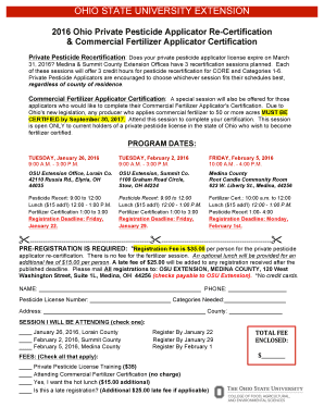 Fillable Online pested osu 2016 Ohio Private Pesticide Applicator Re ...