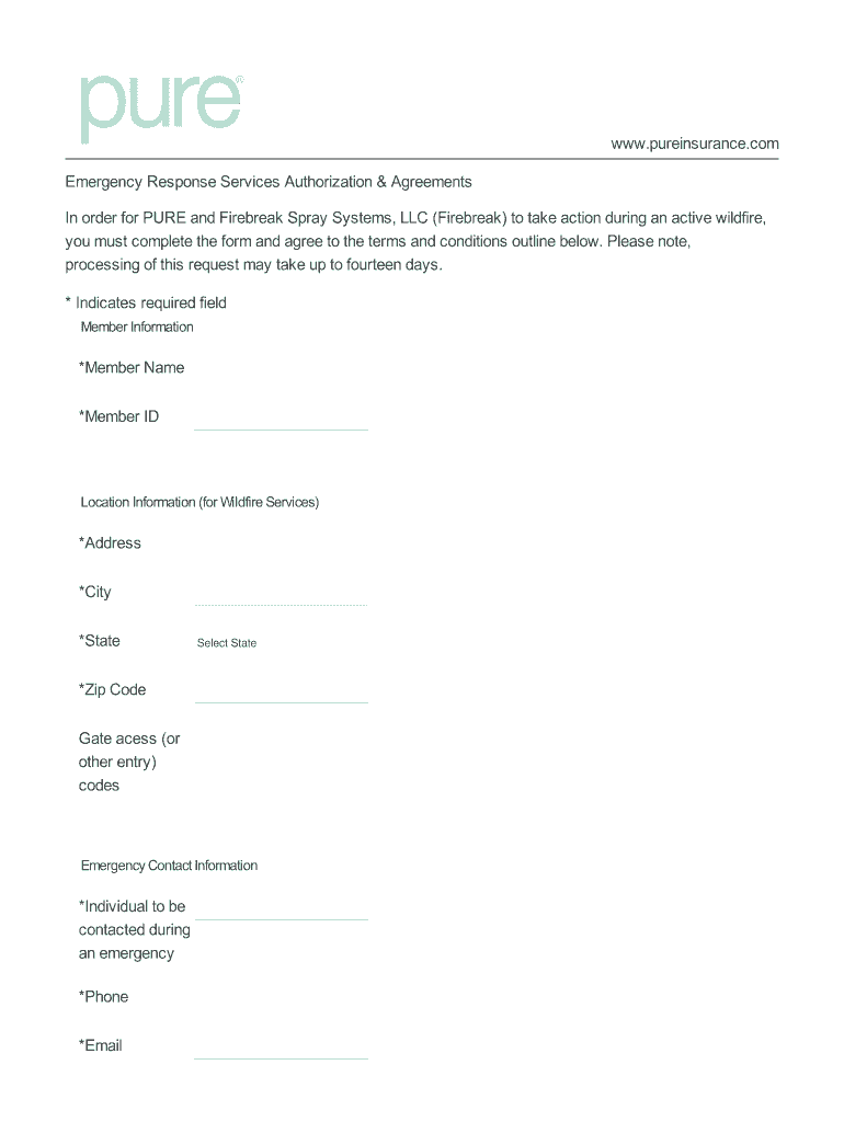 Fillable Online Emergency Response Services Authorization & Agreements ...