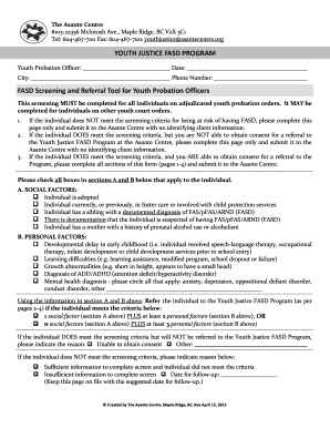 Fillable Online asantecentre FASD Screening and Referral Tool for Youth ...
