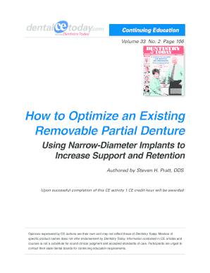 Fillable Online How to Optimize an Existing Removable Partial Denture ...