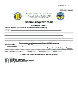 Fillable Online vva528 MOTION REQUEST FORM - Final - vva528 Fax Email ...