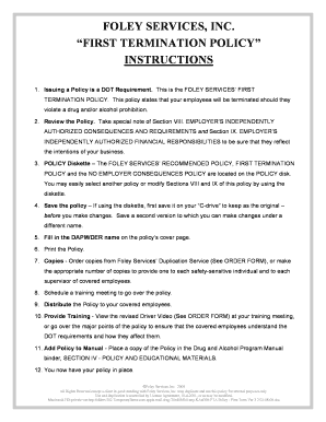 Fillable Online FIRST TERMINATION POLICY Fax Email Print - pdfFiller
