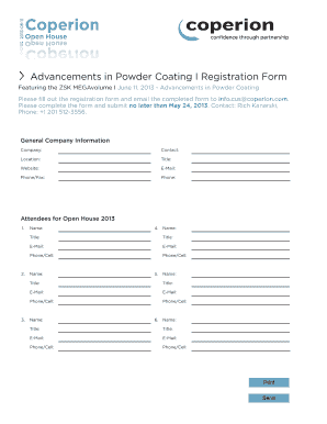 Fillable Online Advancements in Powder Coating I Registration Form Fax ...