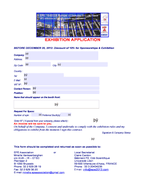Fillable Online EXHIBITION APPLICATION - bepe2013comb Fax Email Print ...