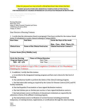 Fillable Online tampa va Must be prepared on your schools official ...