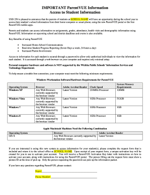 Fillable Online IMPORTANT ParentVUE Information Access to Student Information Fax Email Print ...
