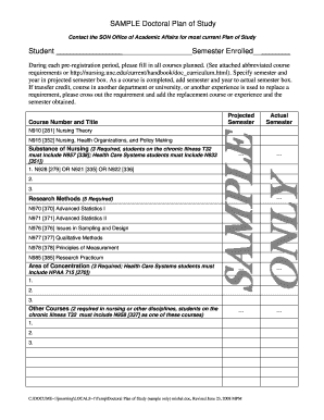 Fillable Online Doctoral Plan of Study sample only misheldoc Fax Email ...