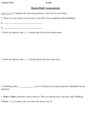 Fillable Online Basketball Assessment - pecentralorg Fax Email Print ...