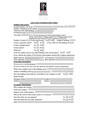 Fillable Online LOCATION INFORMATION FORM Building Information Fax ...