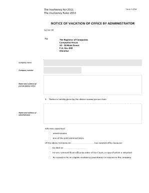 Fillable Online A25A Notice of Vacation of Office by Administrator sec ...