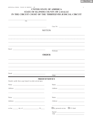 Fillable Online MOTION & ORDER PROOF OF SERVICE OP Fax Email Print ...