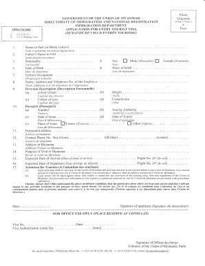 Fillable Online accespro-visas Formulaire Myanmar-Birmanie Visa Myanmar ...