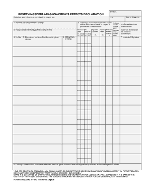 Fillable Online Godsnr BESETNINGSDEKLARASJONCREWS EFFECTS DECLARATION ...