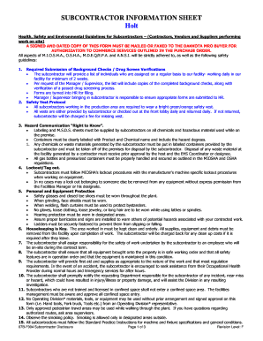 Fillable Online SUBCONTRACTOR INFORMATION SHEET Holt Fax Email Print ...