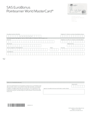 Fillable Online SAS euroBonus Pointearner World MasterCard Fax Email ...