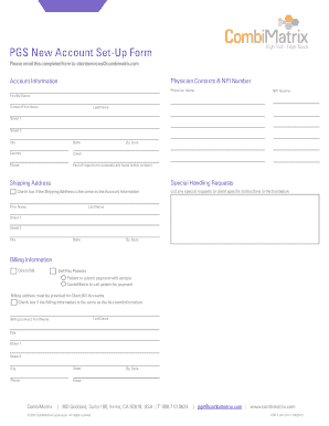 Fillable Online PGS New Account Set-Up Form High-Tech High-Touch Fax Email Print - pdfFiller