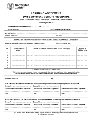 Fillable Online int uzh SWISSEUROPEAN MOBILITY PROGRAMME Fax Email ...