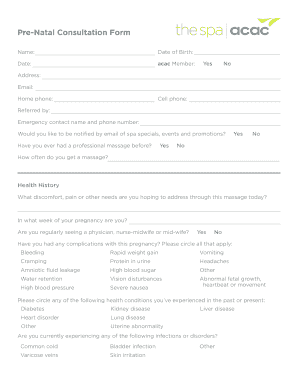 Fillable Online Pre-Natal Consultation Form - bacaccomb Fax Email Print ...