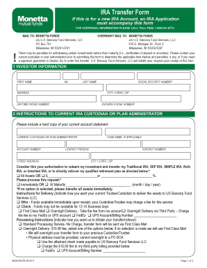 Fillable Online IRA Transfer Form M e a If this is for a new IRA ...