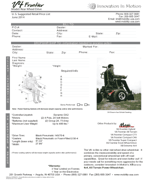 Fillable Online V6 AT Order Form MSRP 1113 - Innovation In Motion Fax ...