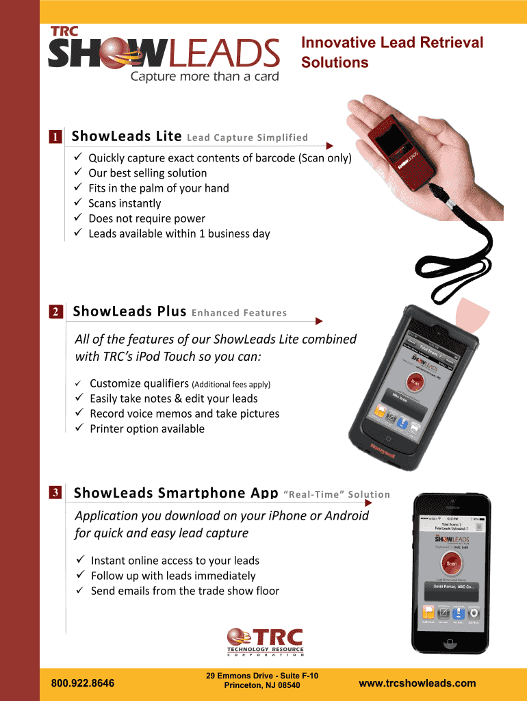 Fillable Online ShowLeads Lite Lead Capture Simplified Quickly capture ...