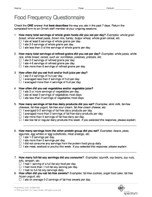 Fillable Online Food Frequency Questionnaire - Ornish Lifestyle ...