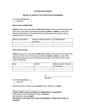 Fillable Online INSTRUCTION SHEET PROOF OF SERVICE OF NOTICE OF ...