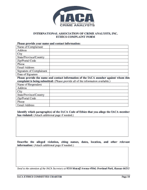 Fillable Online Download the IACA Ethics Complaint Form here ...