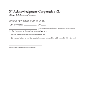 Fillable Online NJ Acknowledgment-Corporation 2 - fntnjcom Fax Email ...