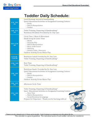 Fillable Online Toddler Daily Schedule: Fax Email Print - pdfFiller