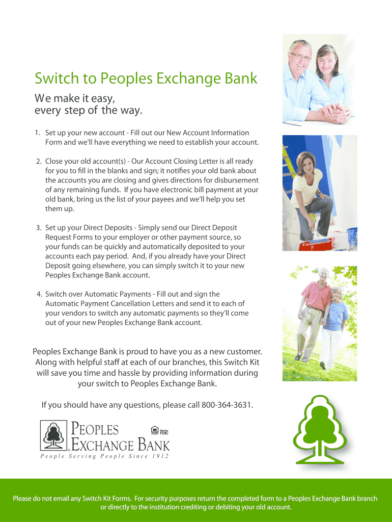 Fillable Online Switch Kit for New Account Information Fax Email Print ...