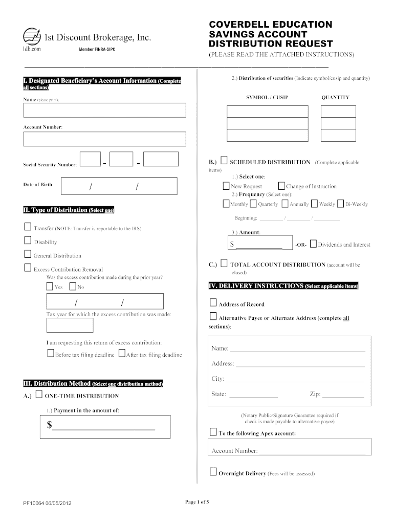 Fillable Online COVERDELL EDUCATION SAVINGS ACCOUNT DISTRIBUTION ...