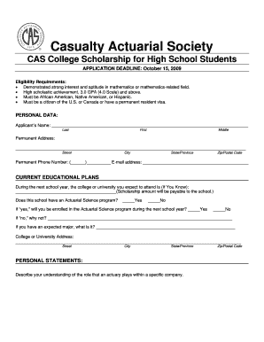 CAS College Scholarship Application - Fill and Sign Printable Template ...