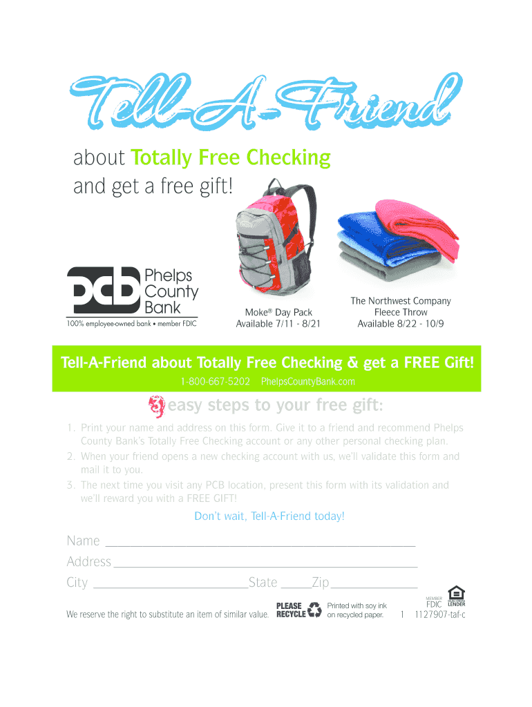 Fillable Online Tell-A-Friend about Totally Free Checking Fax Email ...
