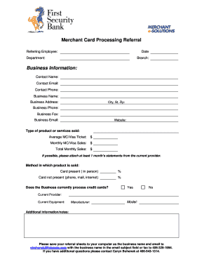 Fillable Online Merchant Card Processing Referral Form Fax Email Print ...