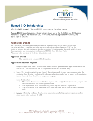 Fillable Online cio-chime Named CIO Scholarships Application Form ...