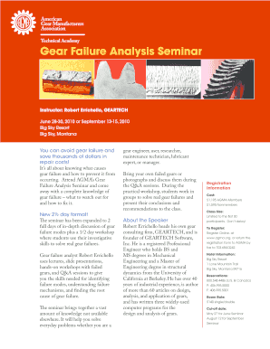 Fillable Online agma Gear Failure Analysis Seminar Fax Email Print ...