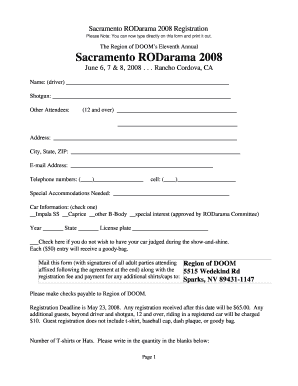 Sacramento RODarama 2008 Registration - Fill and Sign Printable ...