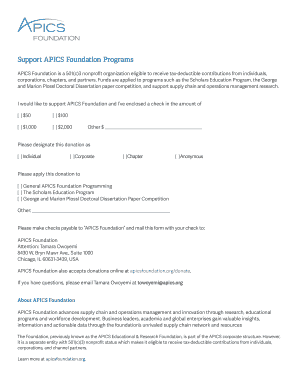 Fillable Online apics APICS E&R Foundation Donation Form - apics Fax ...